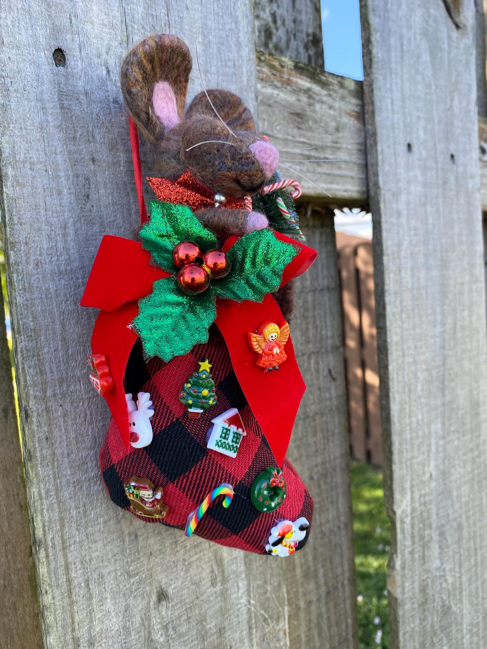 Handmade Needle Felt Christmas Mice, Mouse Mini Stocking Home ...
