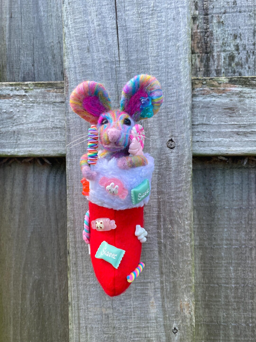 Handmade Needle Felt Christmas Mice, Mouse Mini Stocking Home ...