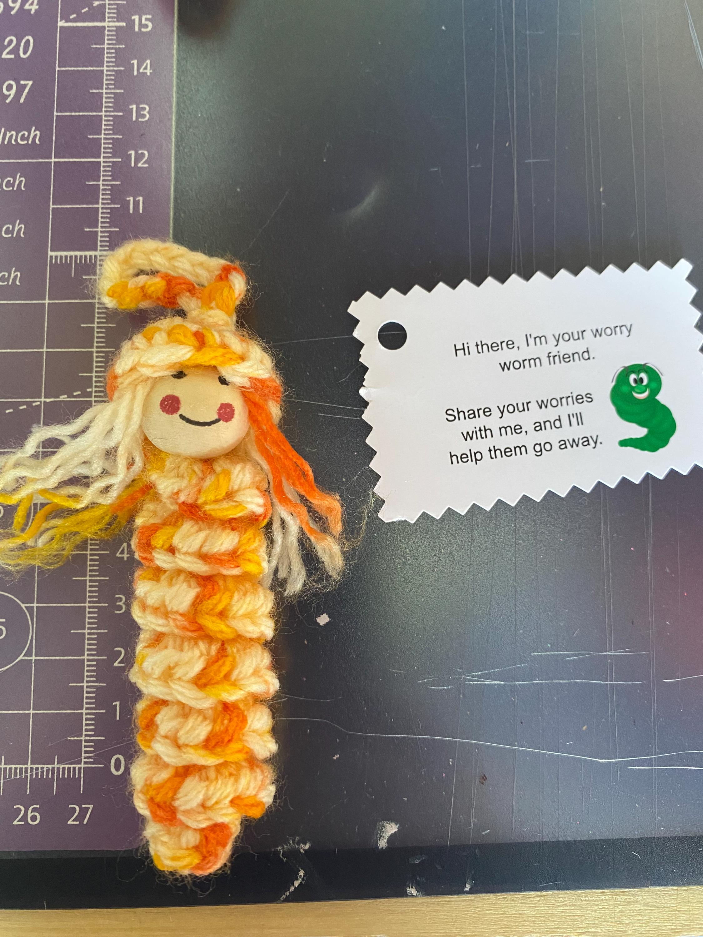 Crochet Wiggle Worry Buddy Worm Friends Gifts Kids Key Change Comfort ...