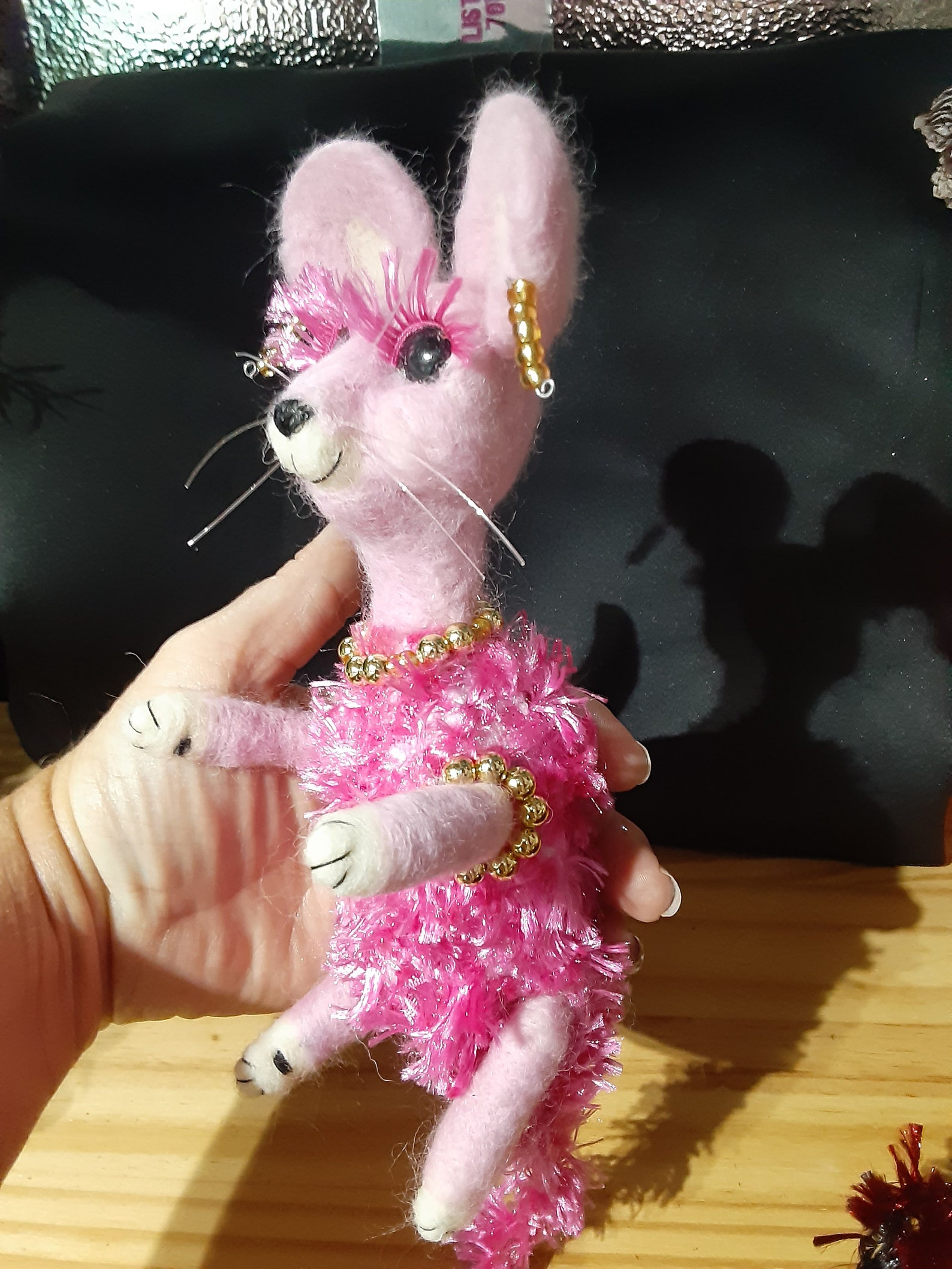 Needle Felted Barbie Mouse Faux Fur Puppy Dog Pink - Etsy