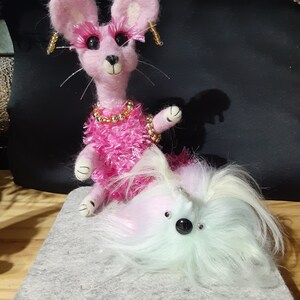 Needle Felted Barbie Mouse Faux Fur Puppy Dog Pink - Etsy