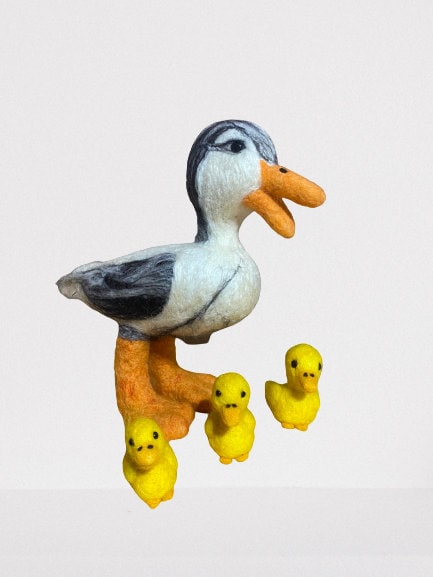 Needle Felted Duck Ducklings Felt Ducks, Wool Fiber Handmade Display ...