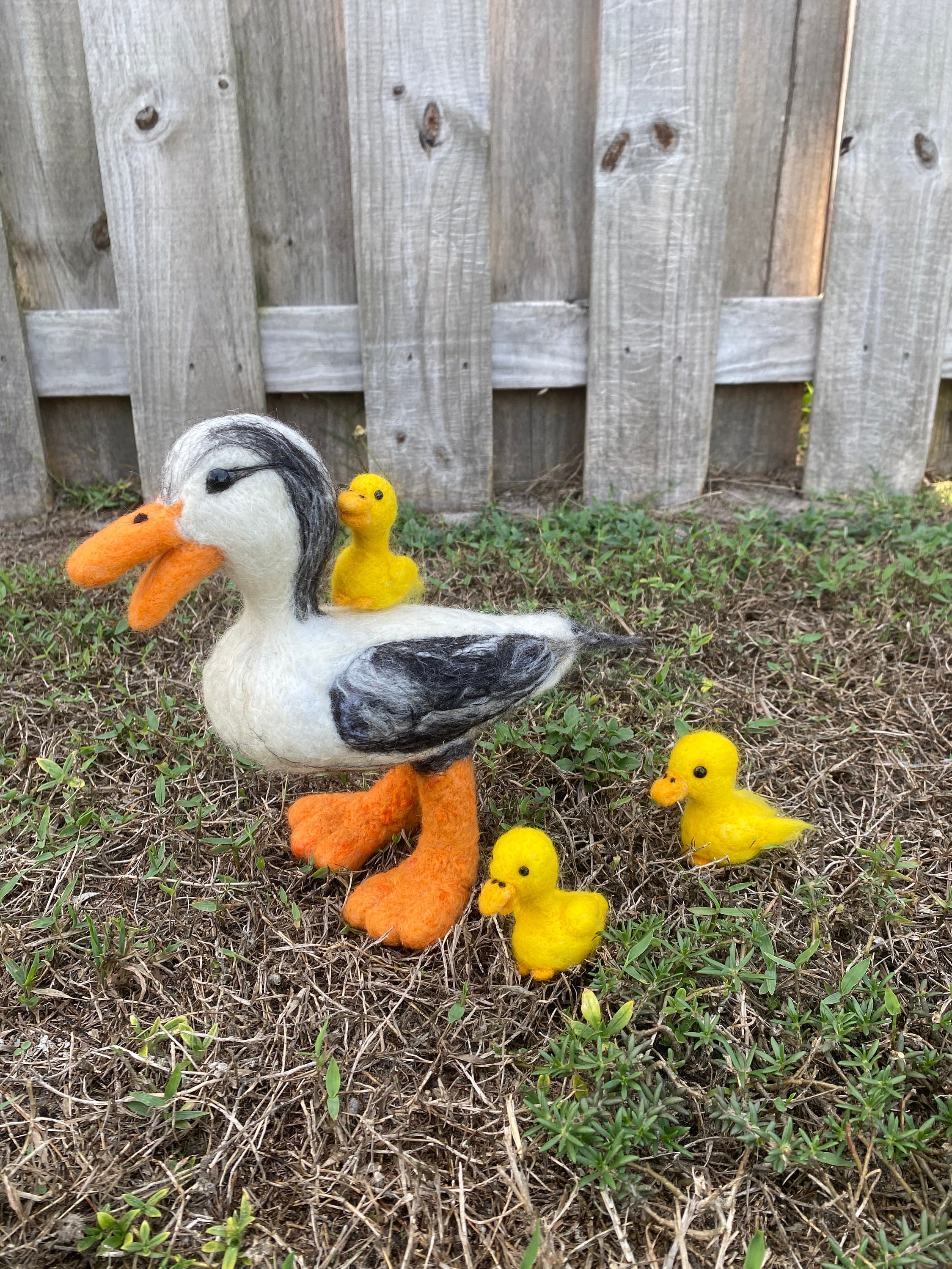 Needle Felted Duck Ducklings Felt Ducks, Wool Fiber Handmade Display ...
