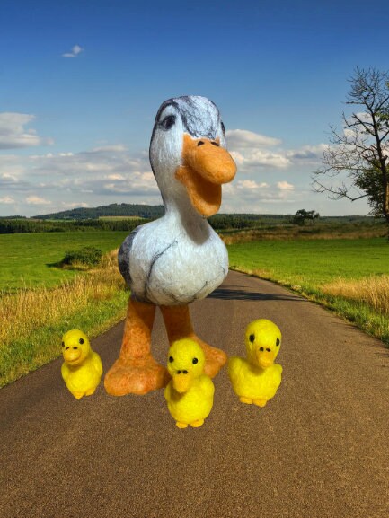 Needle Felted Duck Ducklings Felt Ducks, Wool Fiber Handmade Display ...