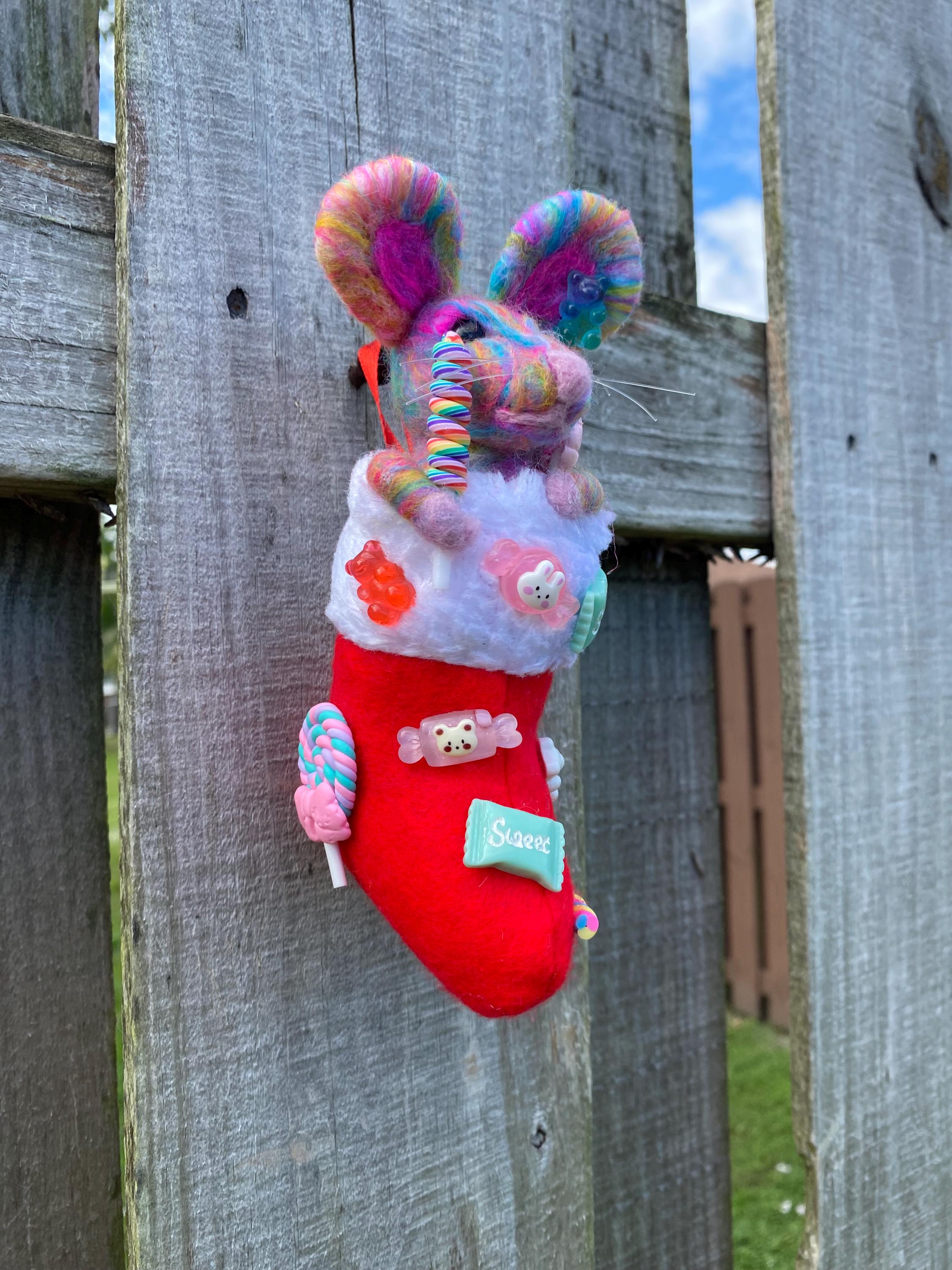 Handmade Needle Felt Christmas Mice, Mouse Mini Stocking Home ...