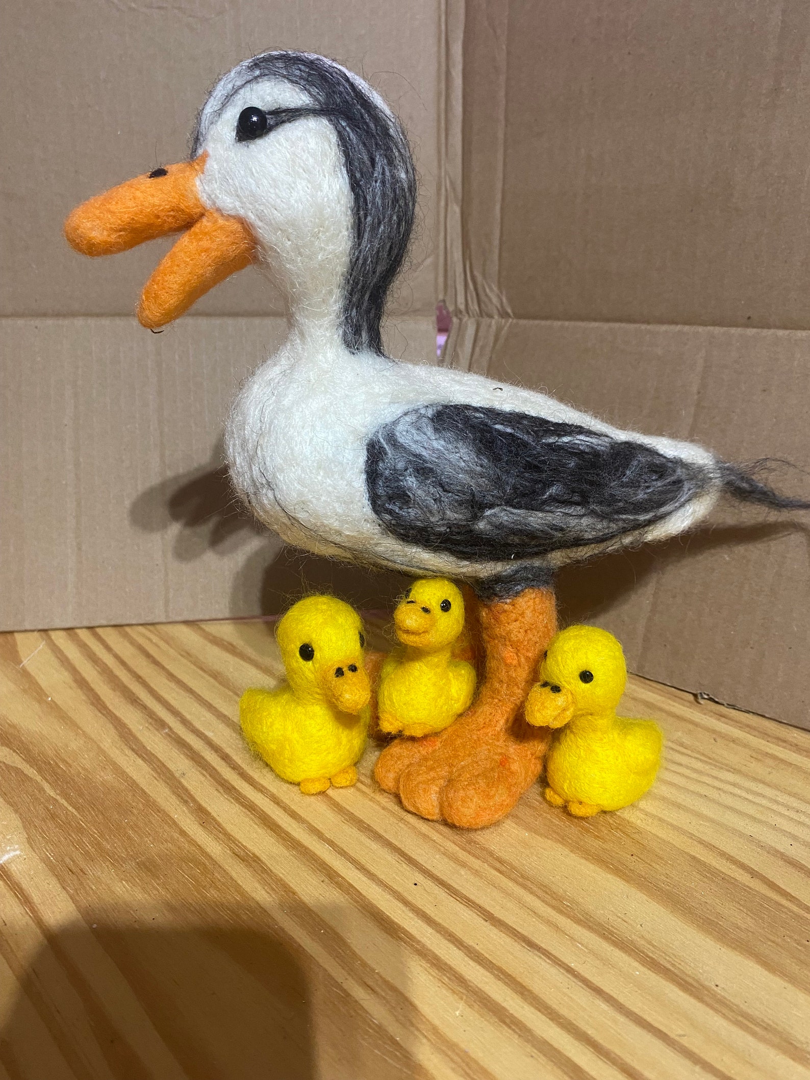 Needle Felted Duck Ducklings Felt Ducks, Wool Fiber Handmade Display ...