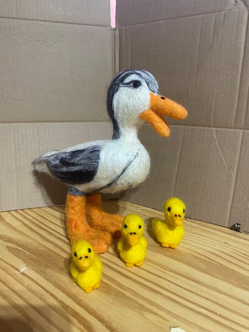 Needle Felted Duck Ducklings Felt Ducks, Wool Fiber Handmade Display ...