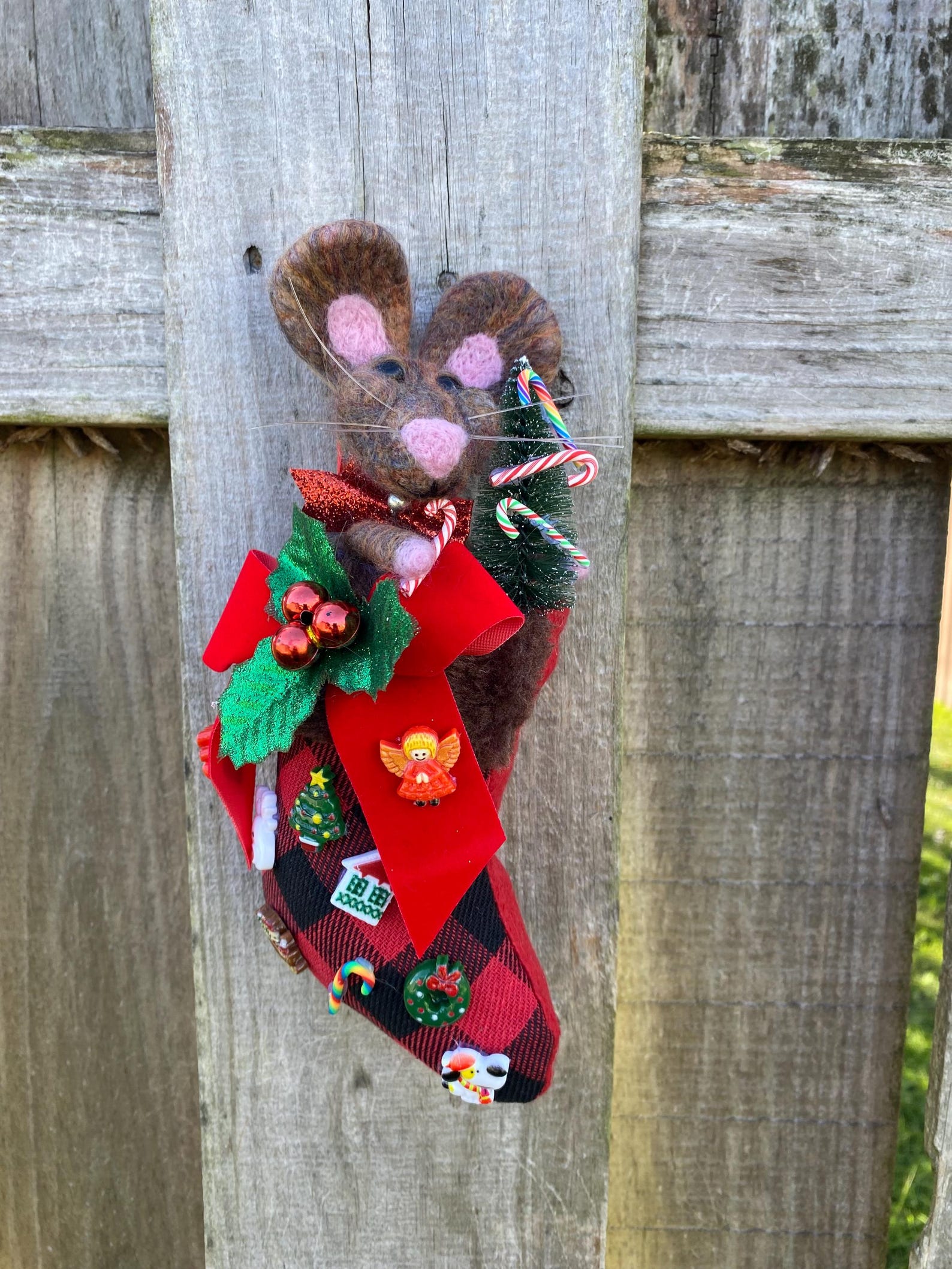 Handmade Needle Felt Christmas Mice, Mouse Mini Stocking Home ...