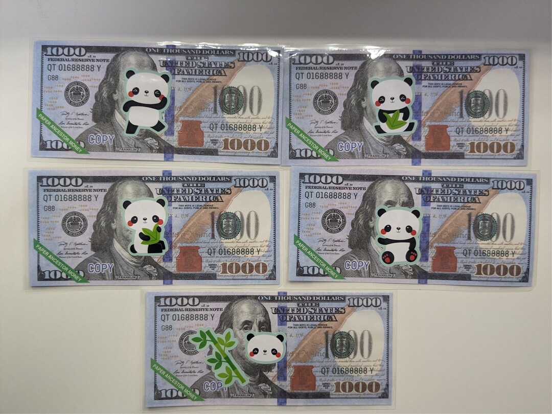 Panda Themed Prop Placeholder Bills for Cash Envelopes and Sinking ...