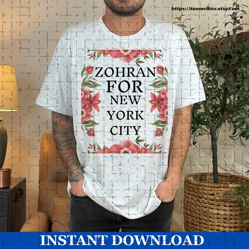 Zohran Mamdani NYC Poster, Floral Political Sign (digital Download ...