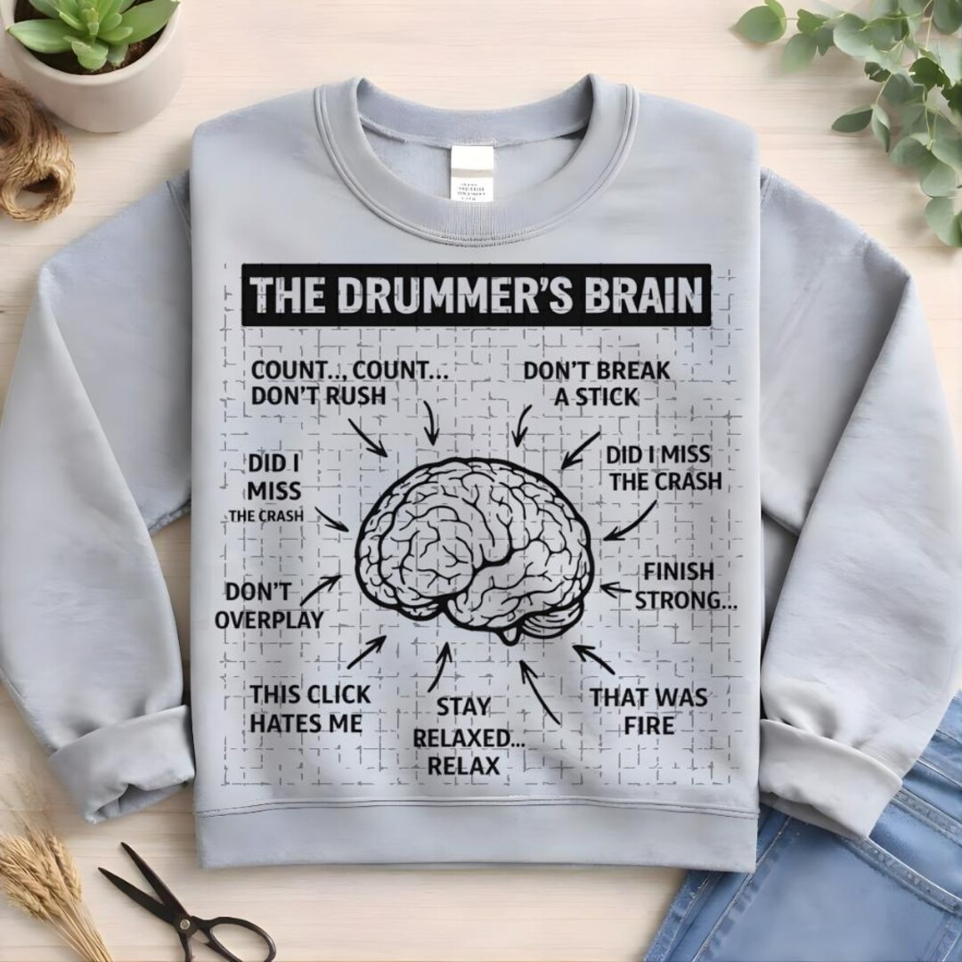 The Drummer’s Brain PNG | Funny Drummer Humor PNG | Musician Band Meme ...