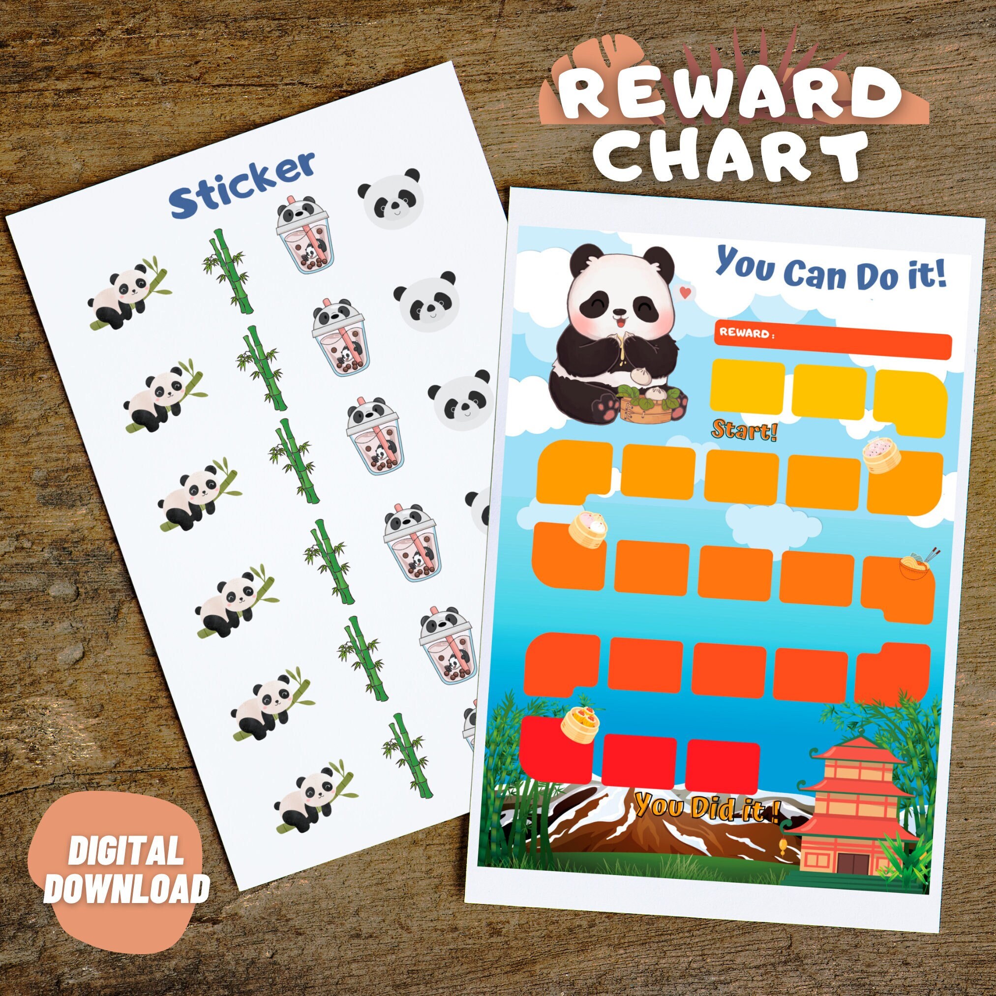 Panda Reward Chart Kids Behavior Tracker Editable and - Etsy UK