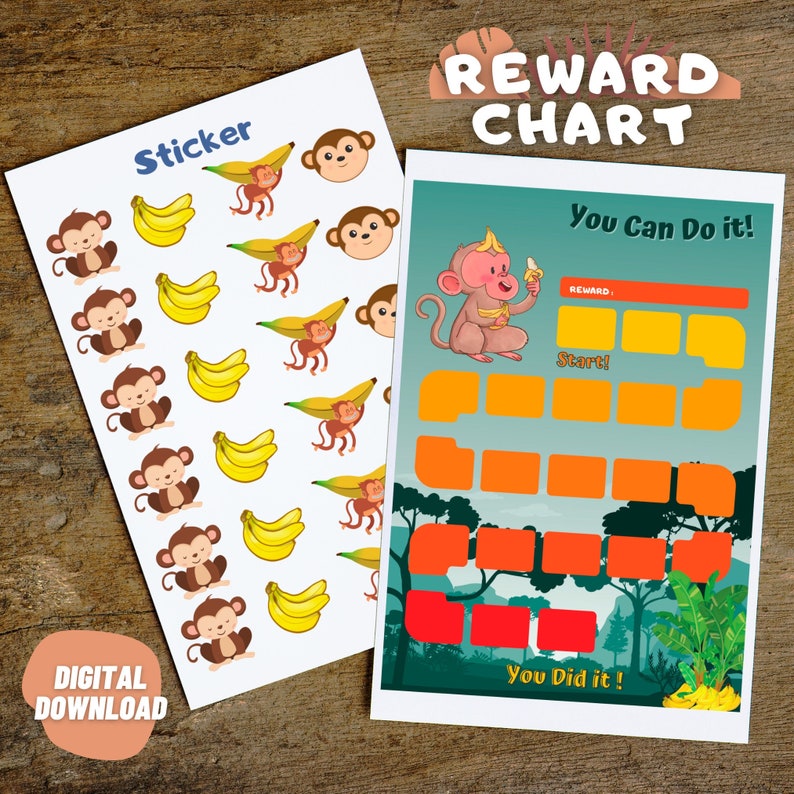 Monkey Reward Chart Kids Behavior Tracker Editable and - Etsy