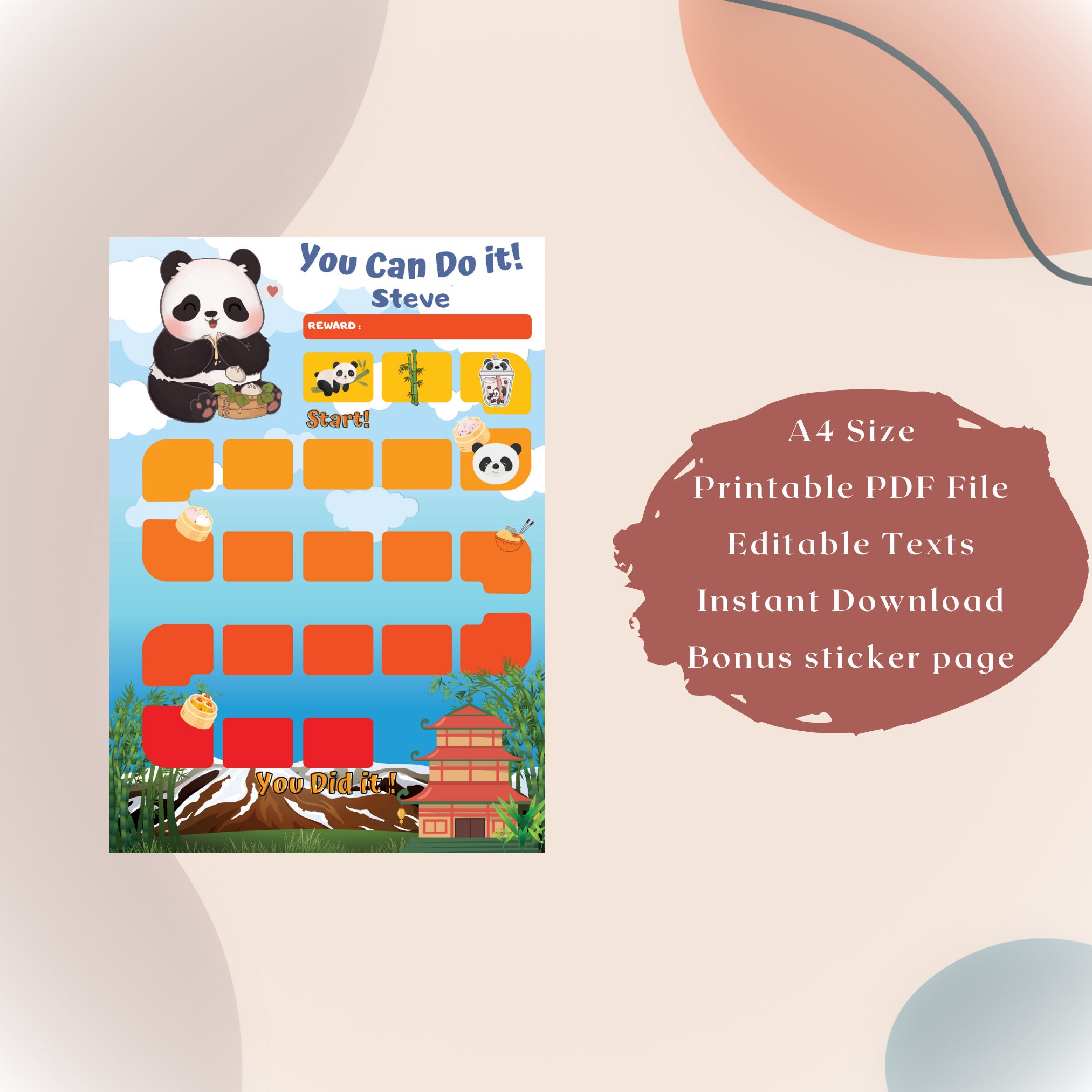 Panda Reward Chart Kids Behavior Tracker Editable and - Etsy UK