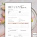Printable Downloadable Small Business Return Form | Perfect for Small ...