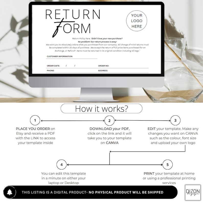Editable Return Form Template, Printable Small Business Order Form ...