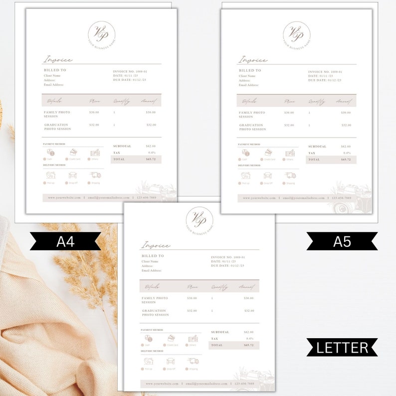 Editable Photography Invoice Template | Small Business Canva Design ...