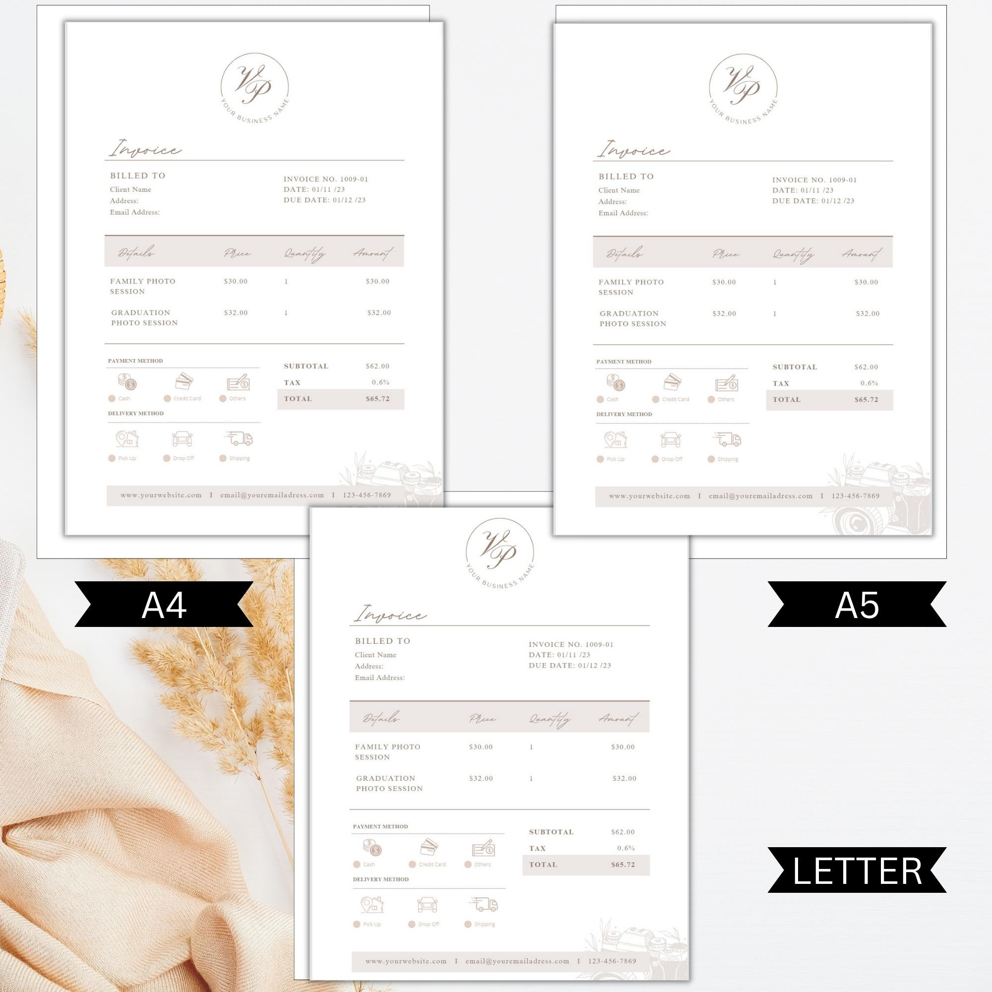 Editable Photography Invoice Template | Small Business Canva Design ...