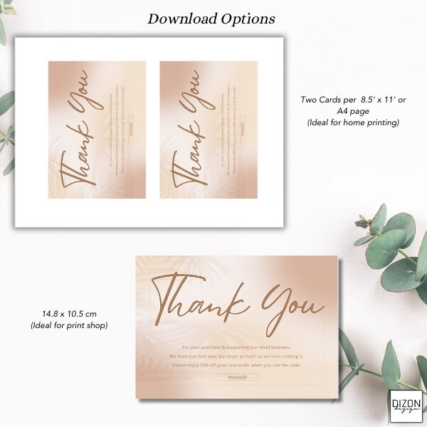 Small Business Thank You Card Template, Printable Thank You Package ...