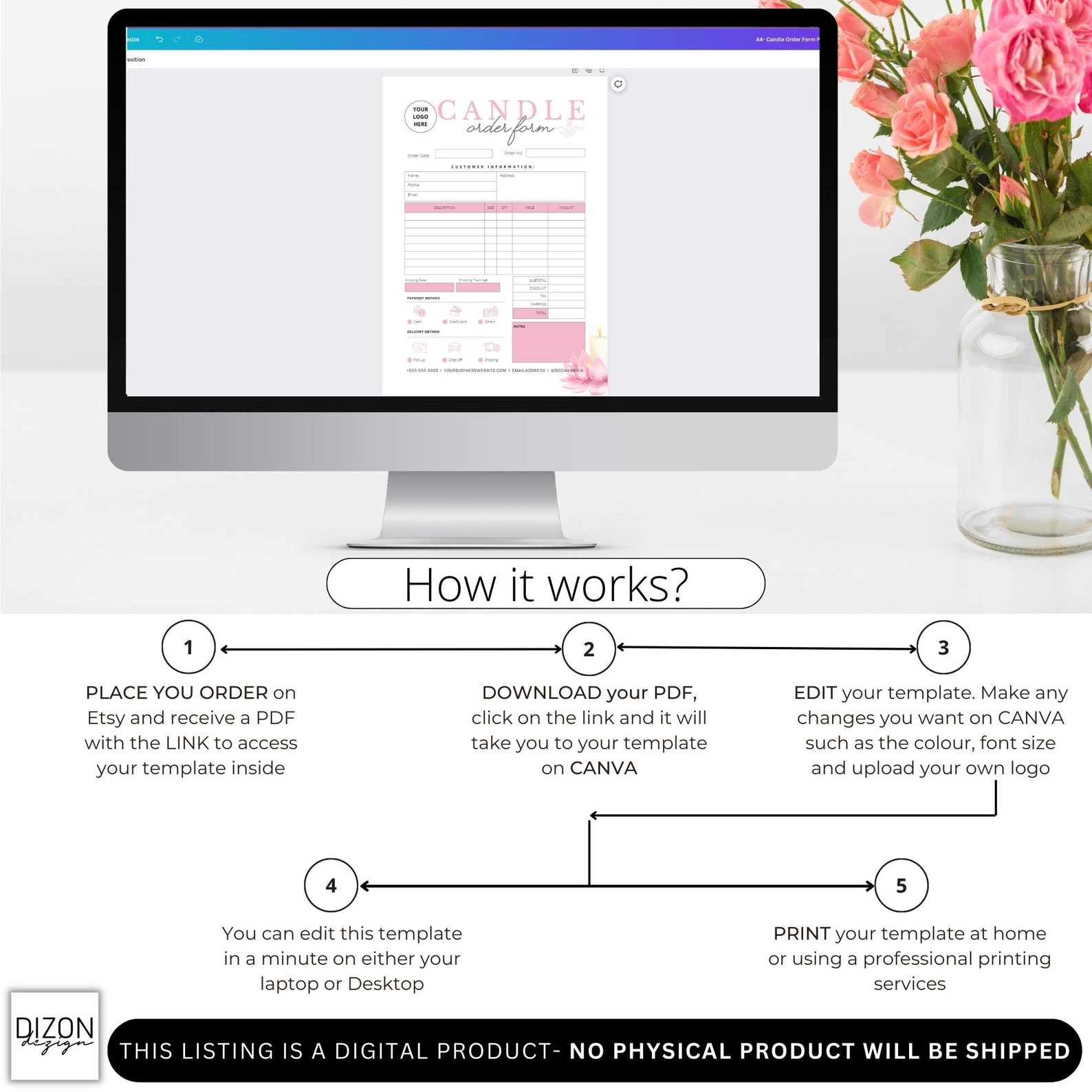 Editable Candle Order Form Template | Printable | Customizable Small ...