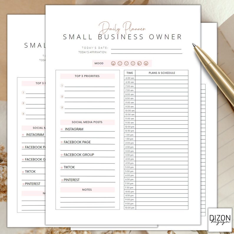 Small Business Daily Planner Printable, Business Planner, Small ...