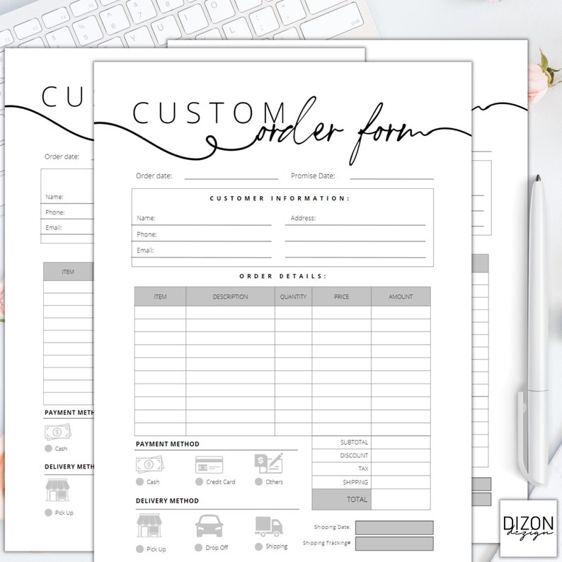 Custom Order Form Template, Custom Order Form, Order Form, Printable ...