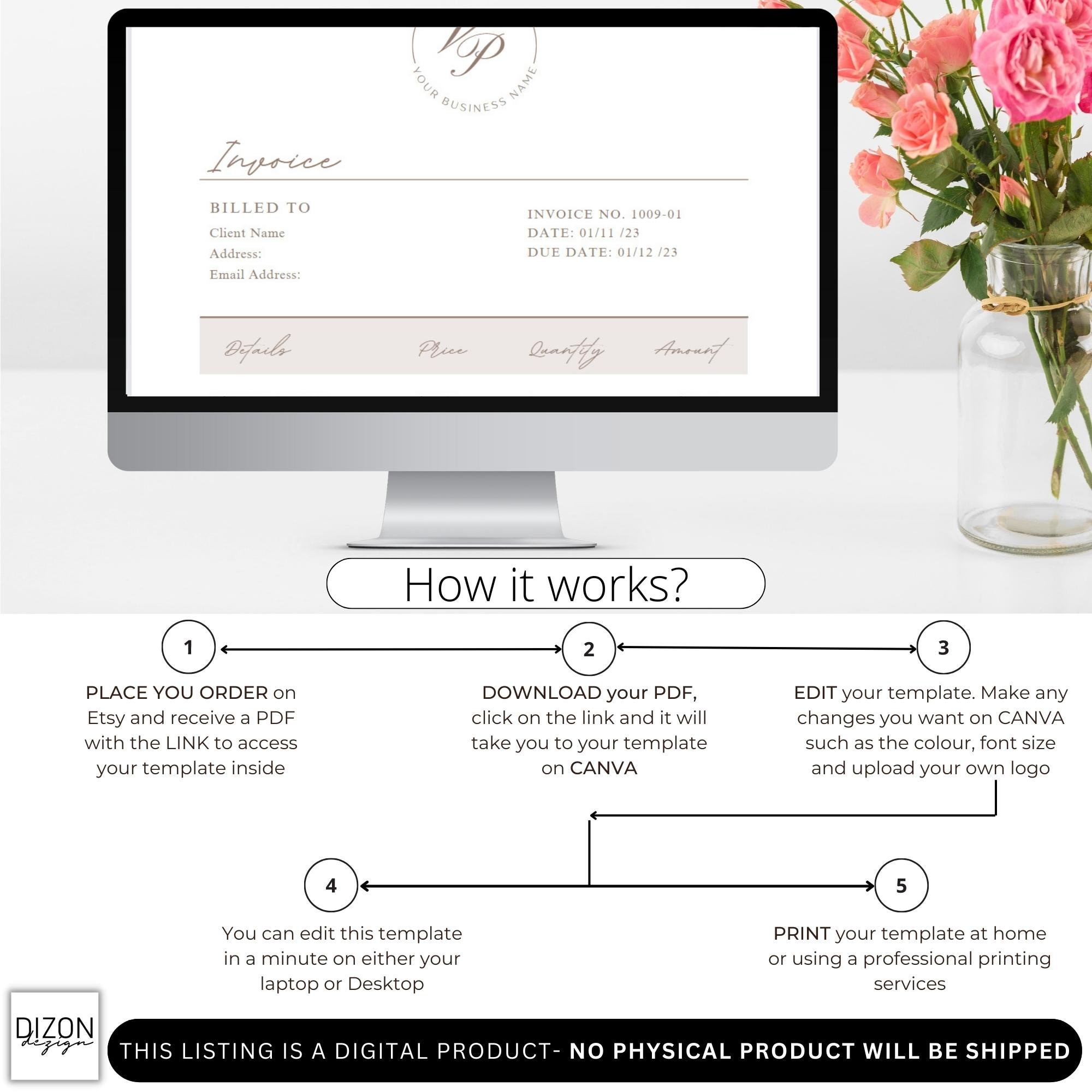 Editable Photography Invoice Template | Small Business Canva Design ...