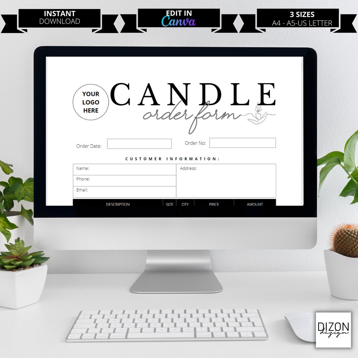 Editable Candle Order Form Template | Printable | Customizable Small ...