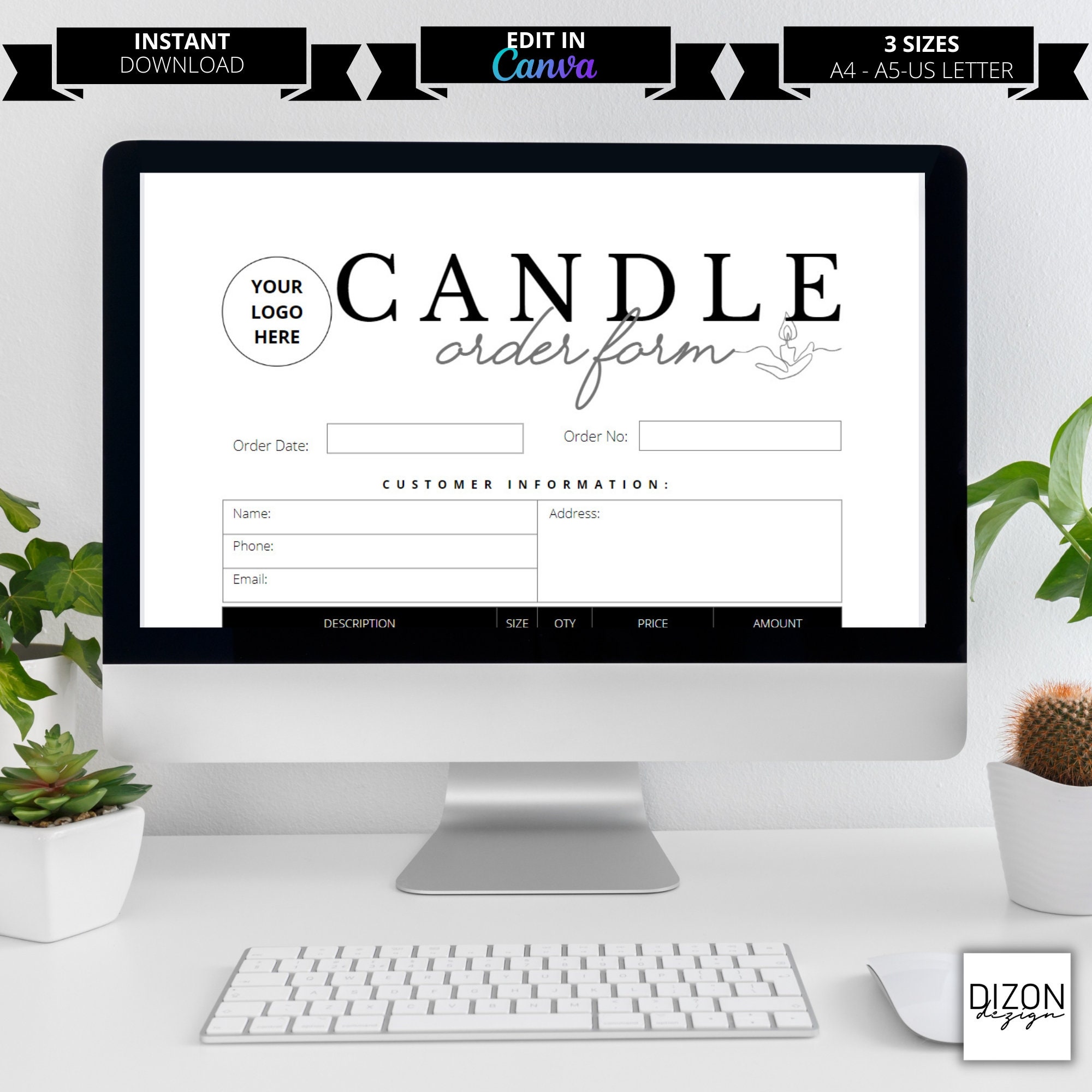 Editable Candle Order Form Template | Printable | Customizable Small ...