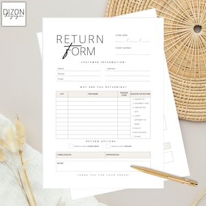 Printable Small Business Return Form | Small Business | Instant ...