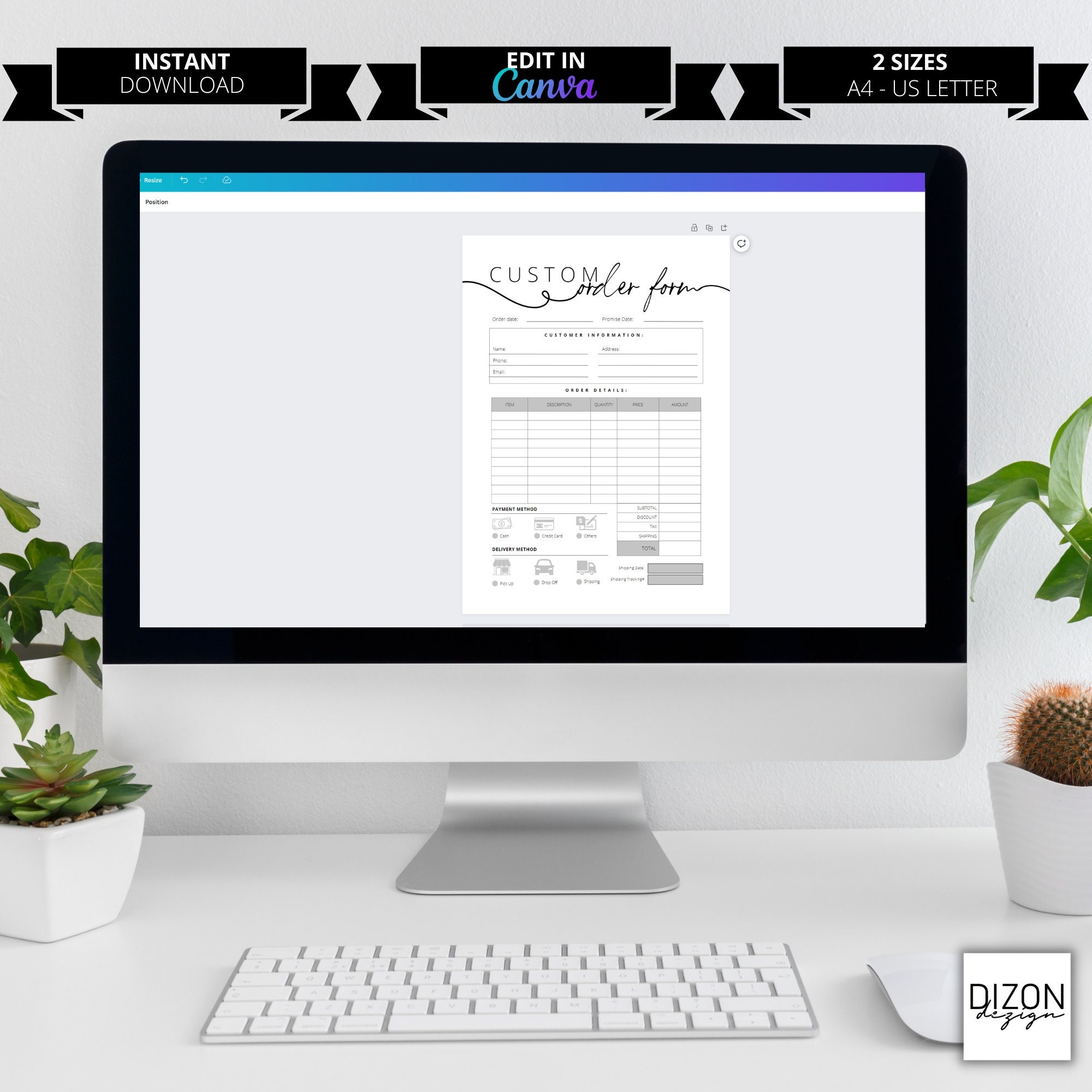 Custom Order Form Template, Custom Order Form, Order Form, Printable ...
