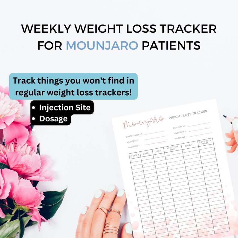 Mounjaro Weekly Weight Tracker, Weight Loss Journal, Weight Loss ...
