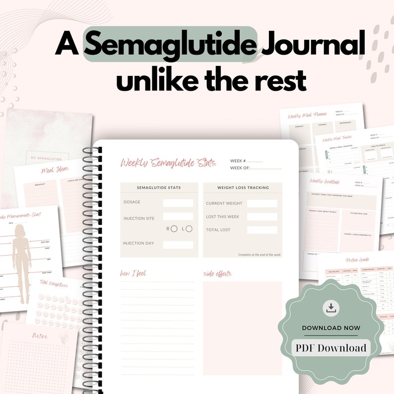 Semaglutide GLP-1 Weight Loss Tracker, Weight Loss Journal, Weight Loss ...
