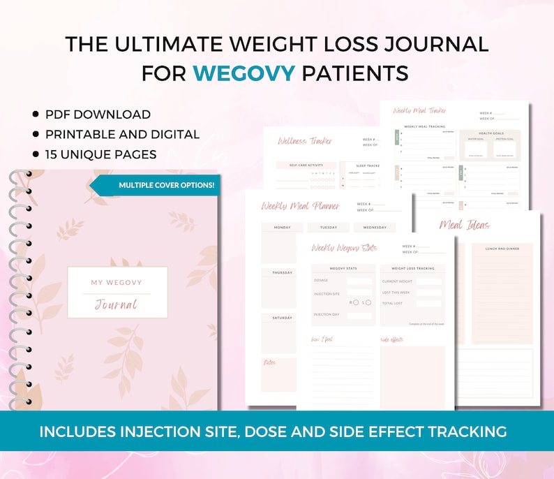 Wegovy Weight Loss Tracker PDF, Weightloss Journal, Fitness Planner ...