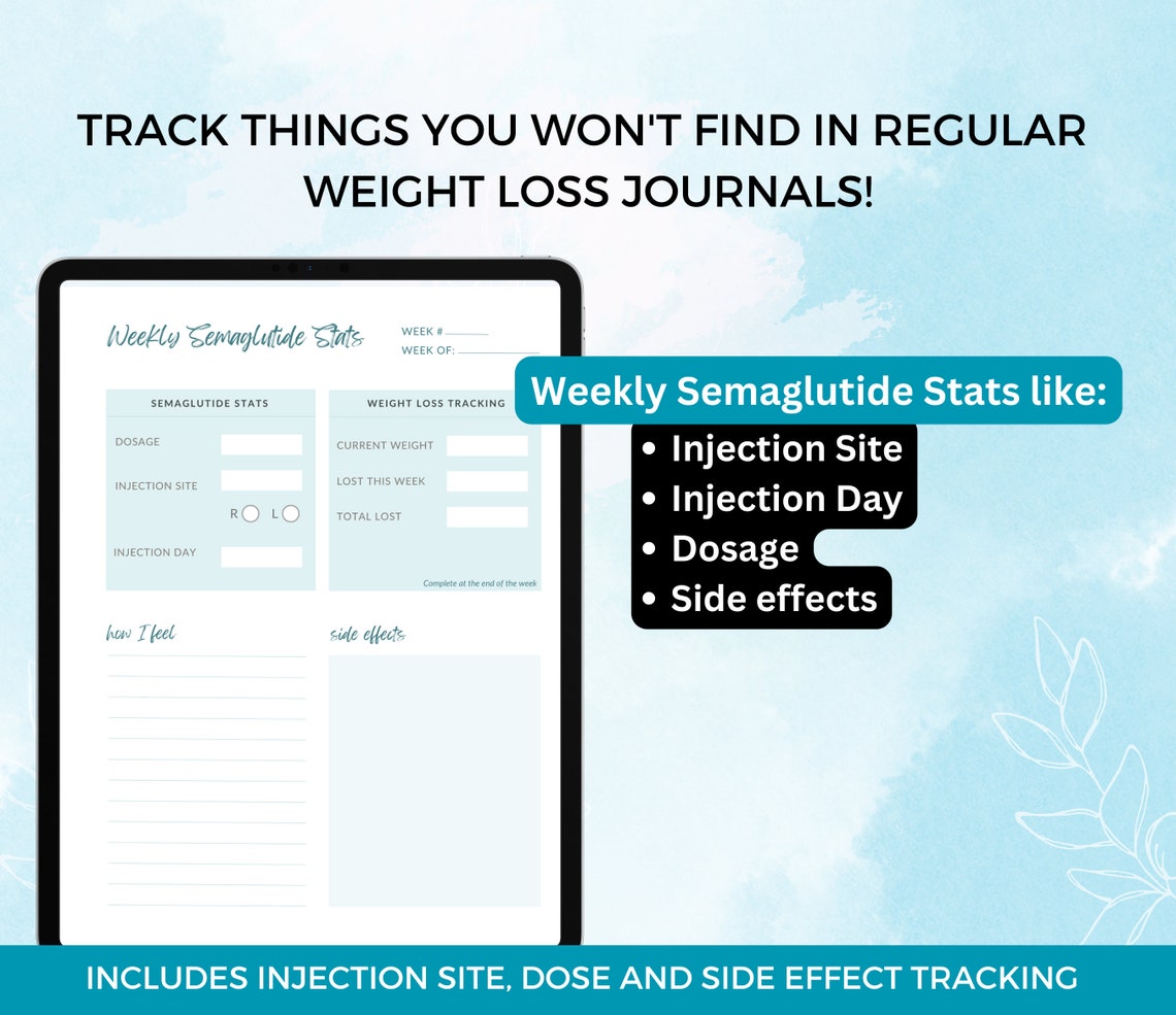 Semaglutide Weight Loss Tracker PDF, Weightloss Journal, Fitness ...