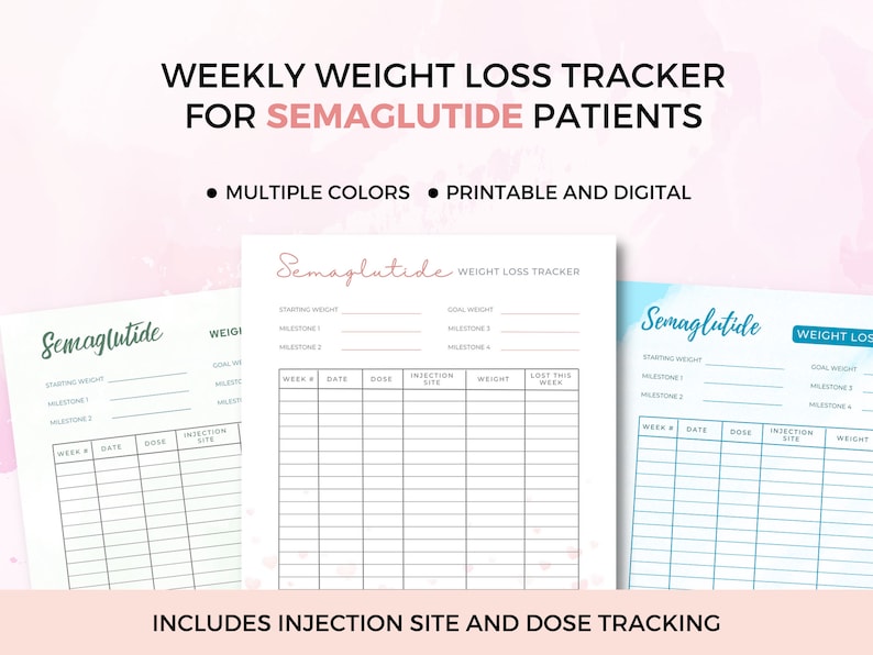 Semaglutide Weekly Weight Loss Tracker, Weight Loss Journal, Weight ...