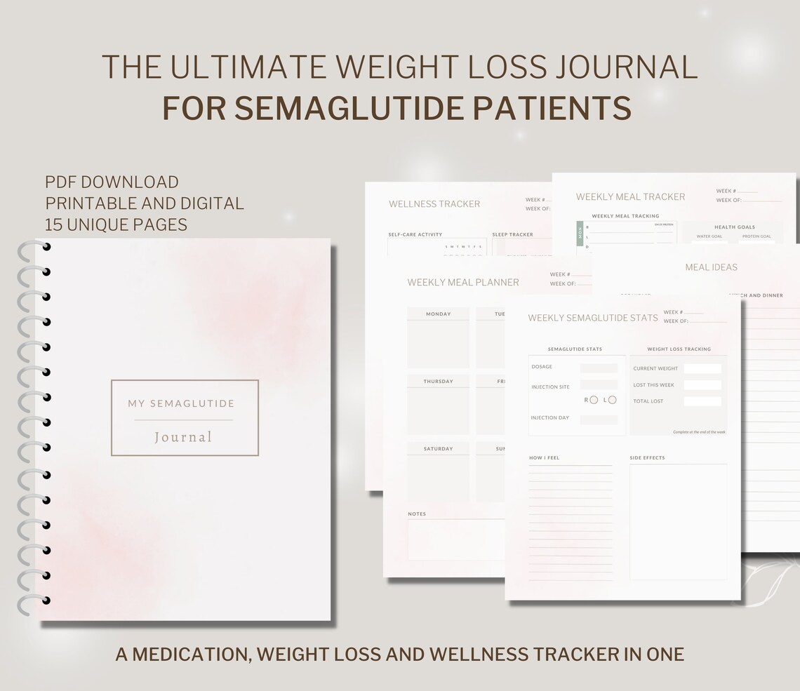 Semaglutide Weight Loss Tracker PDF, Weightloss Journal, Fitness ...