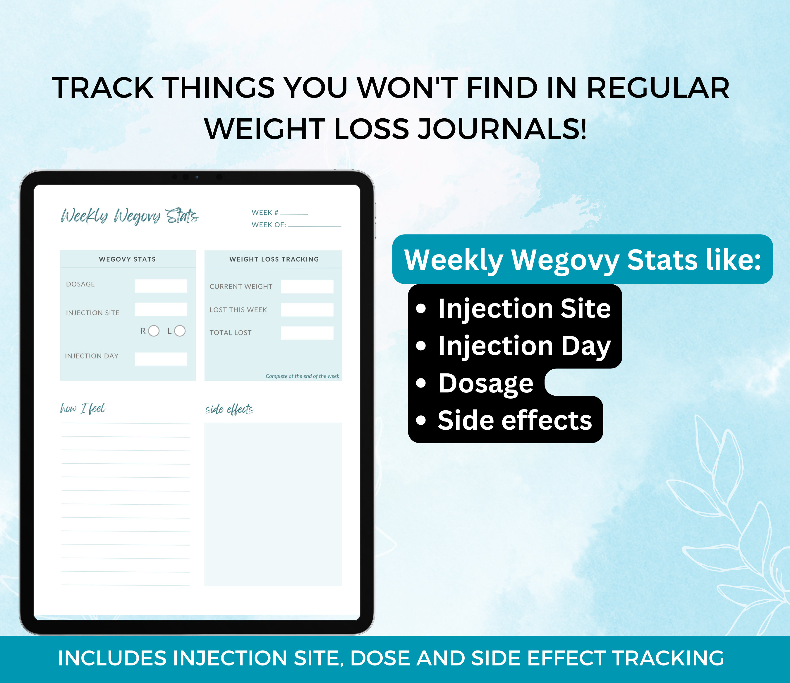 Wegovy Weight Loss Tracker PDF, Weightloss Journal, Fitness Planner ...