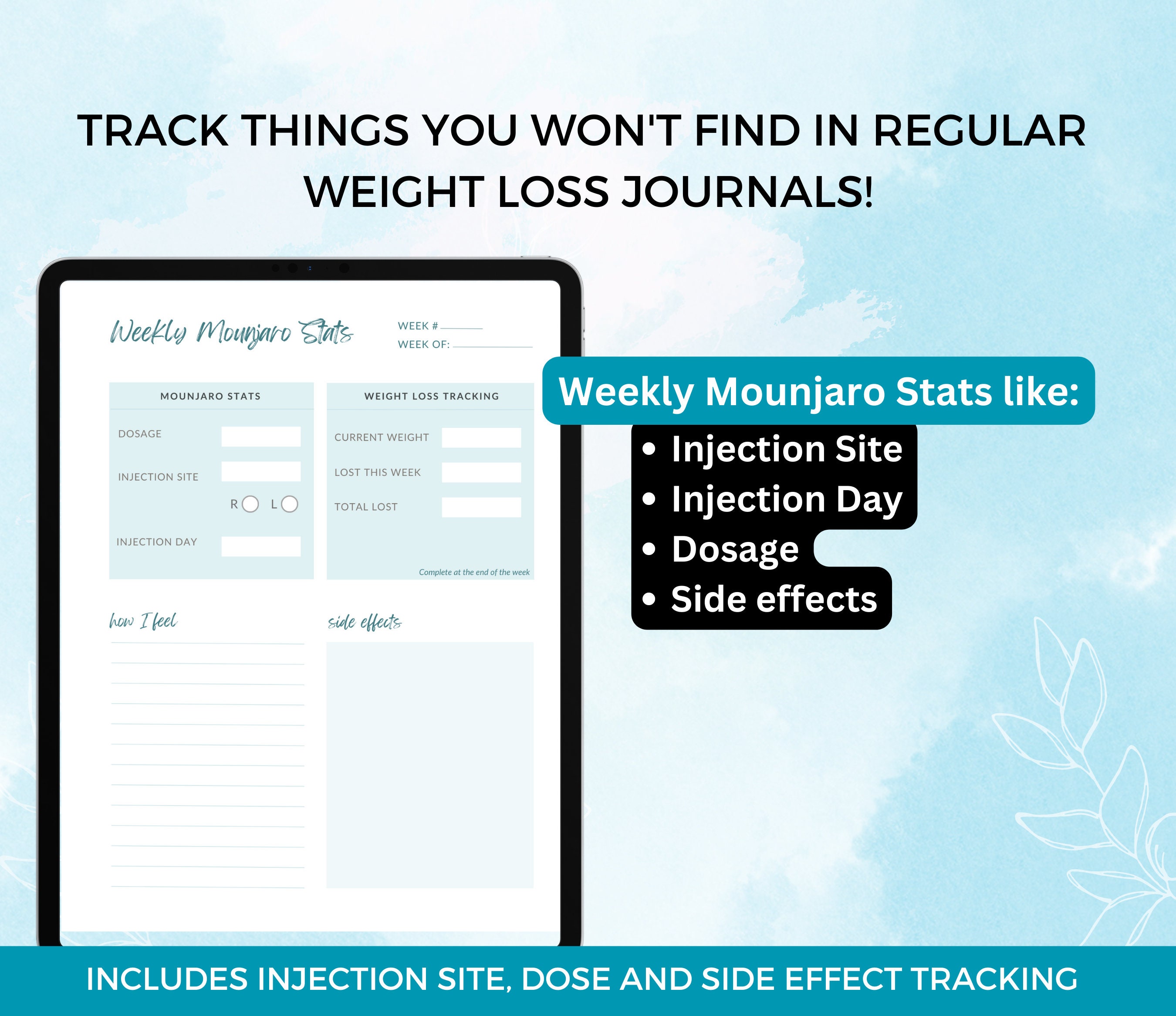 Mounjaro Weight Loss Tracker PDF, Weightloss Journal, Fitness Planner ...