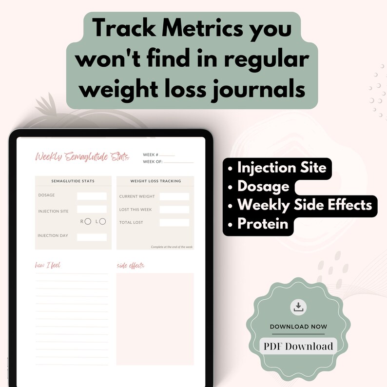 Semaglutide GLP-1 Weight Loss Tracker, Weight Loss Journal, Weight Loss ...
