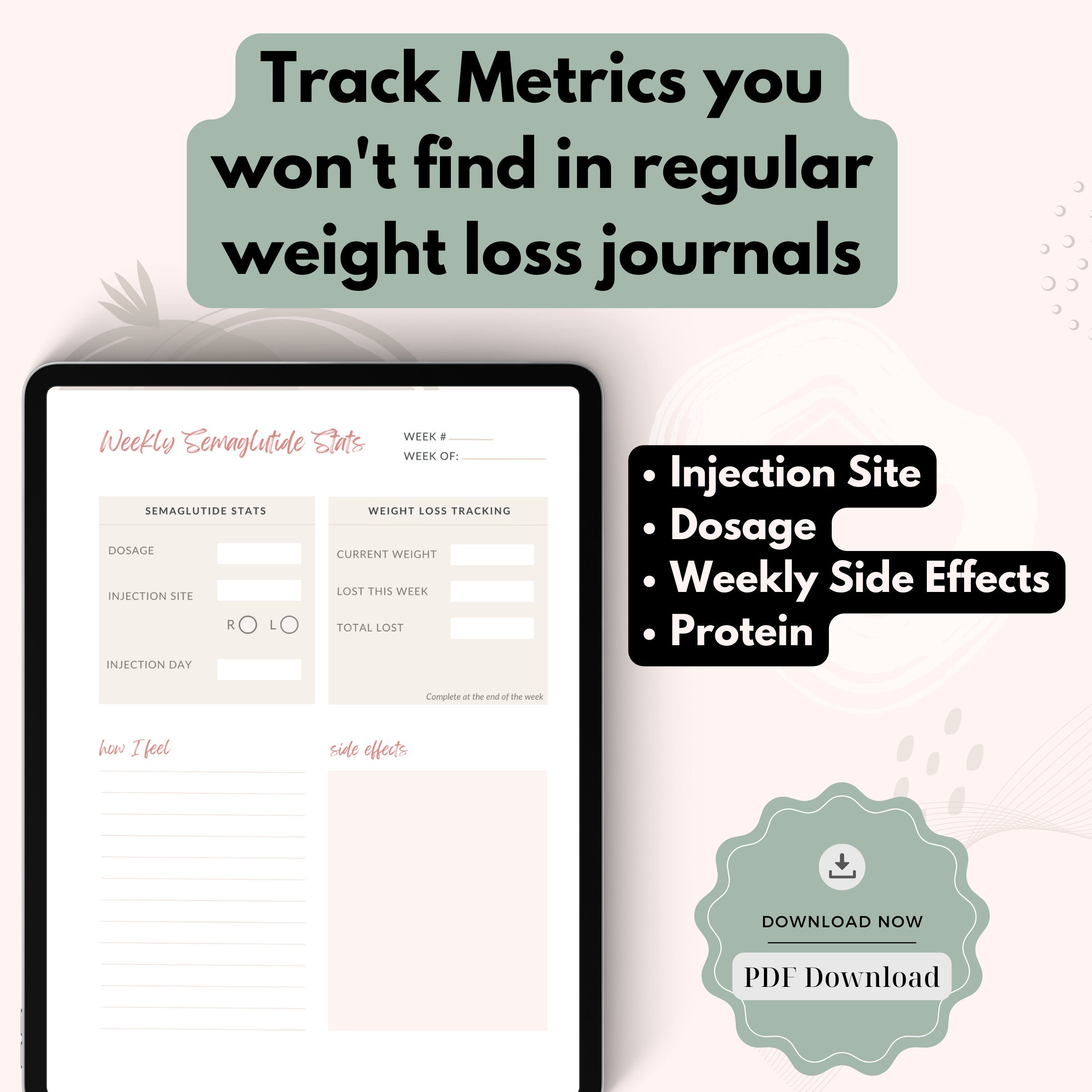 Semaglutide GLP-1 Weight Loss Tracker, Weight Loss Journal, Weight Loss ...