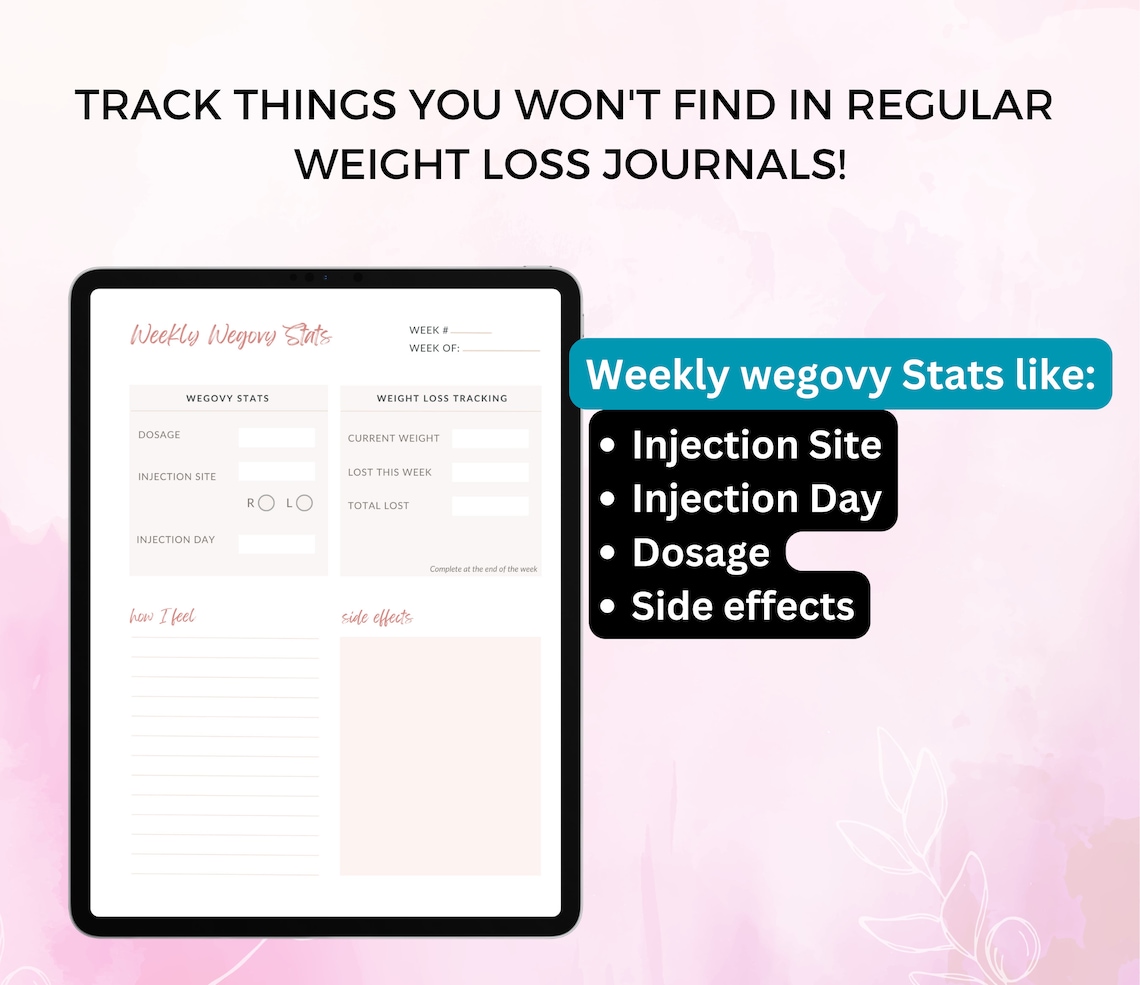 Wegovy Weight Loss Tracker PDF, Weightloss Journal, Fitness Planner ...