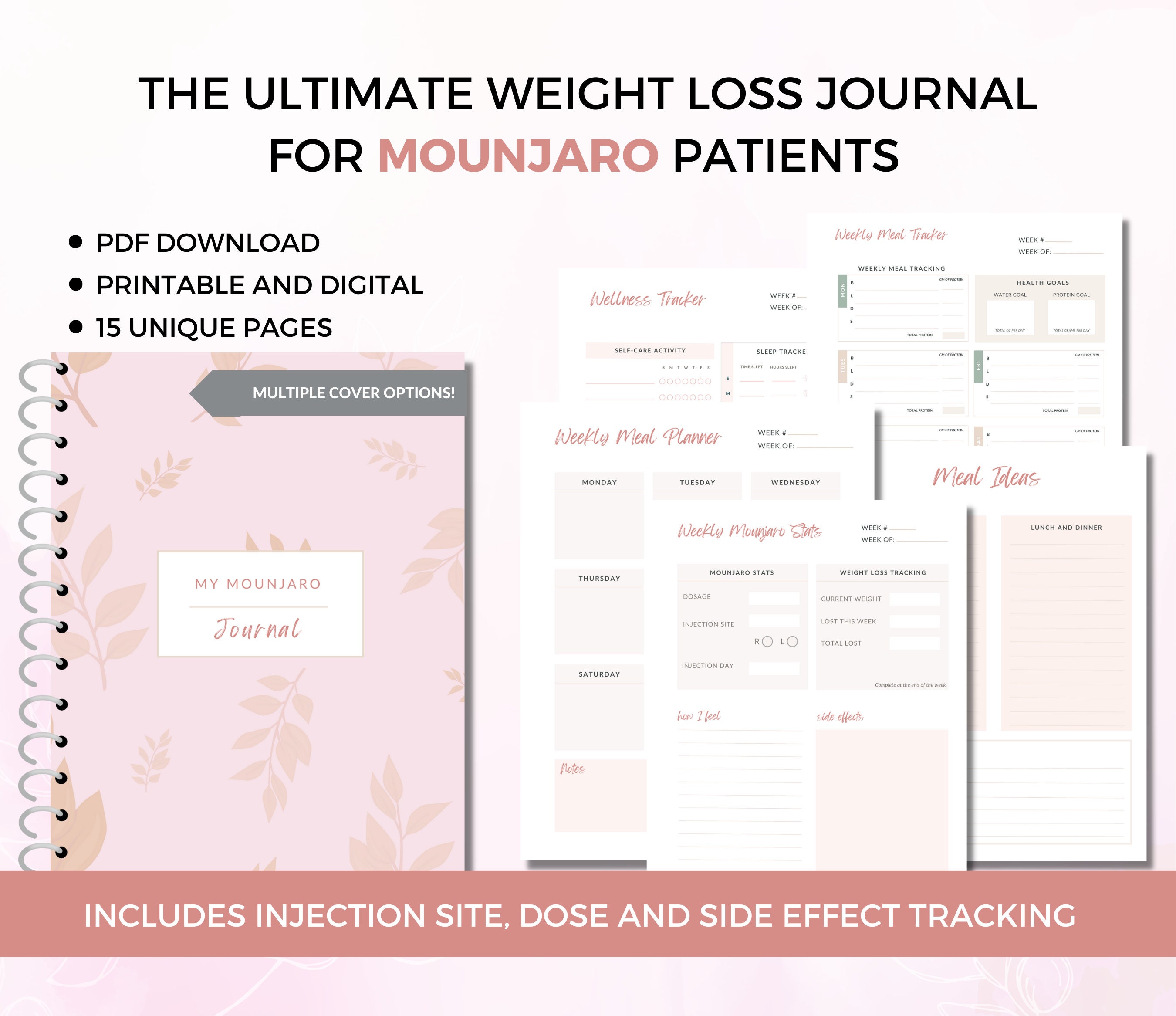 Mounjaro Weight Loss Tracker PDF, Weightloss Journal, Fitness Planner ...