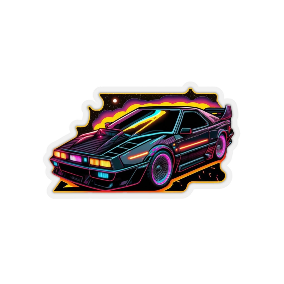 Retro Synth-wave Neon Super Car Sticker Cool and Stylish - Etsy