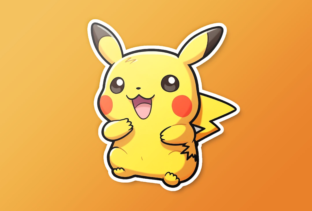 Pikachu Vinyl Sticker Glossy Finish, Four Sizes, Perfect for Laptops ...