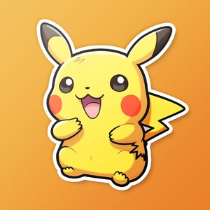 Pikachu Vinyl Sticker Glossy Finish, Four Sizes, Perfect for Laptops ...