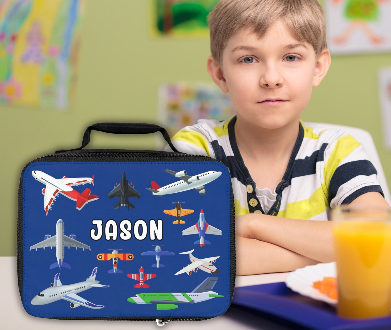 Airplane Lunch Box, Personalized Insulated Lunch Bag, Kids Custom ...