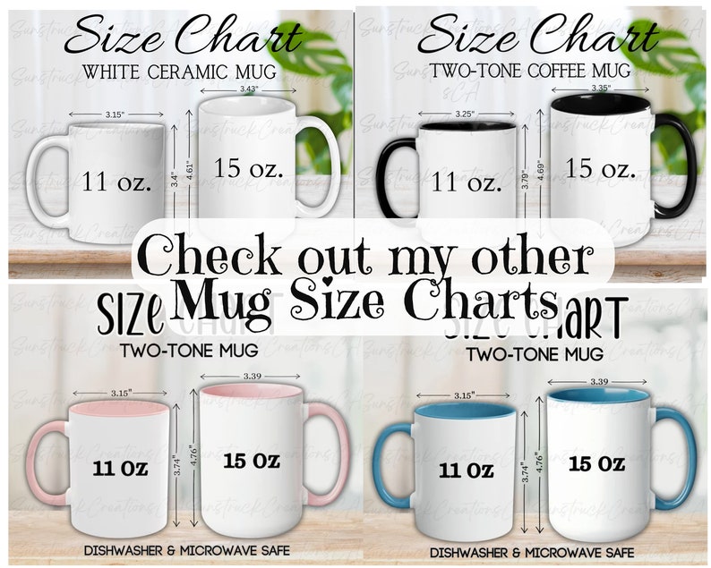 White Latte Mug Size Chart Mockup: 12oz & 17oz (digital Download) - Etsy