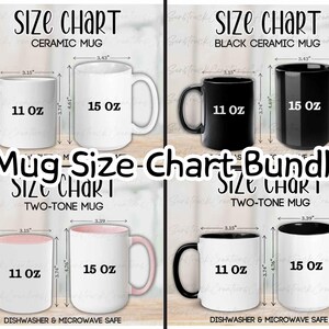 Mug Size Chart Bundle, POD Coffee Cup Info Card, Printify Mug Mockup ...