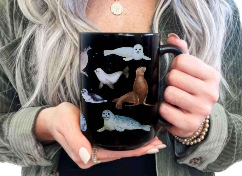Seal Mug: Sea Lion Coffee Cup, Marine Biology Tumbler, Kawaii Ocean ...